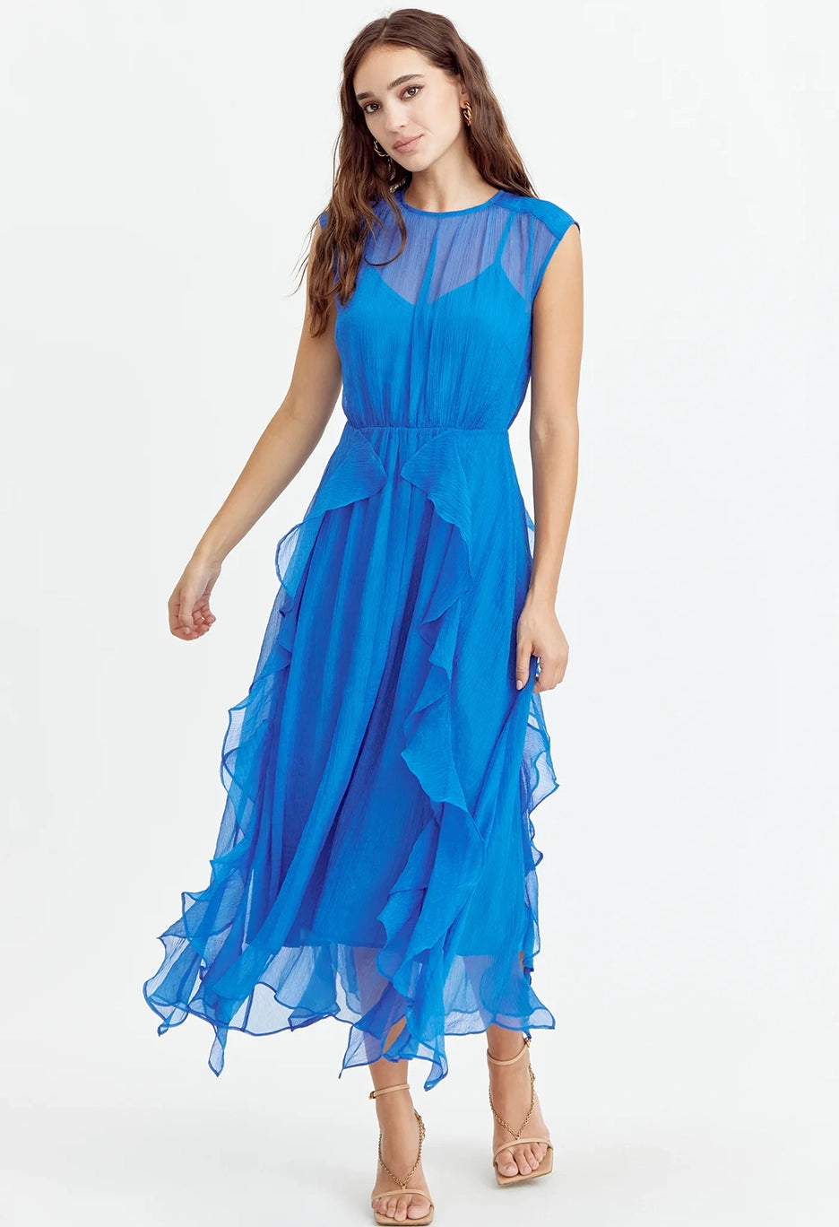 Rosalie Cascading Ruffled Midi Dress – Who Cares? Wear