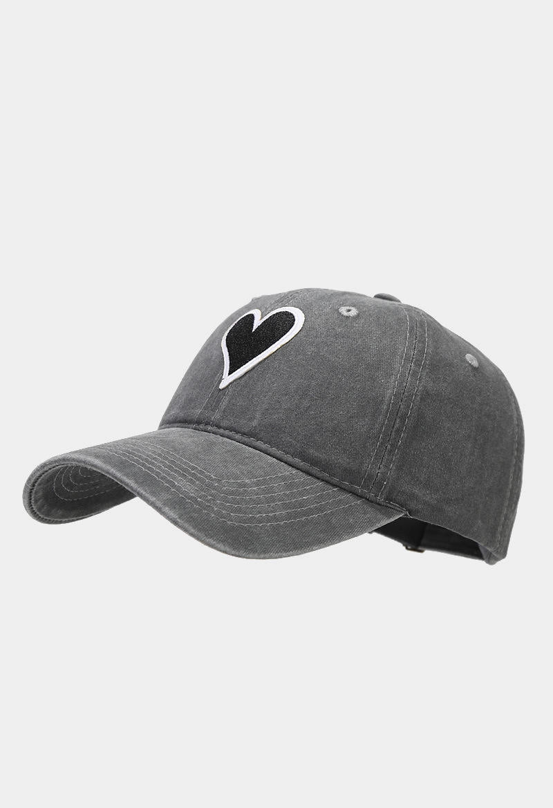Light Grey Heart Baseball Hat – Who Cares? Wear